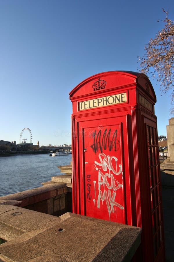 London Calling Symbol Red Phone Box on Business Ce Stock Photo - Image ...
