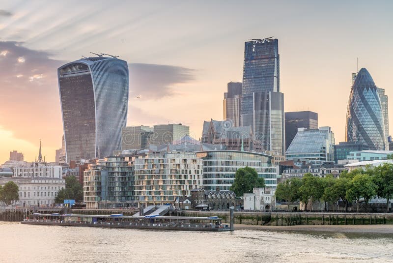 London. City Buildings Along River Thames Stock Image - Image of ...