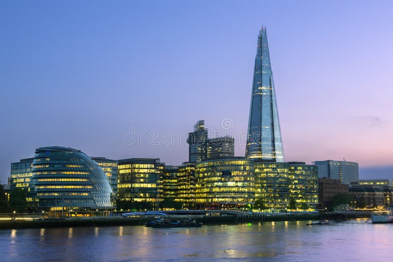 London City Hall and the Shard at Night Editorial Image - Image of ...