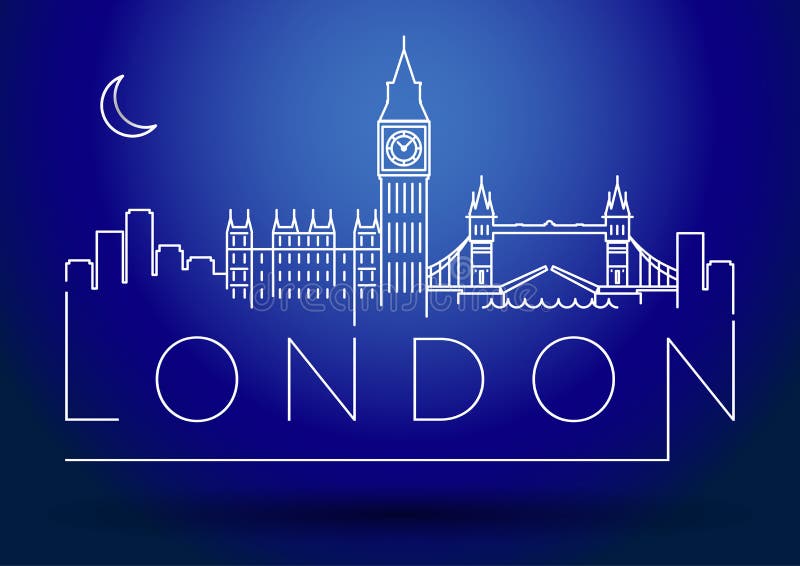 London City Line Silhouette Typography Design Stock Vector ...