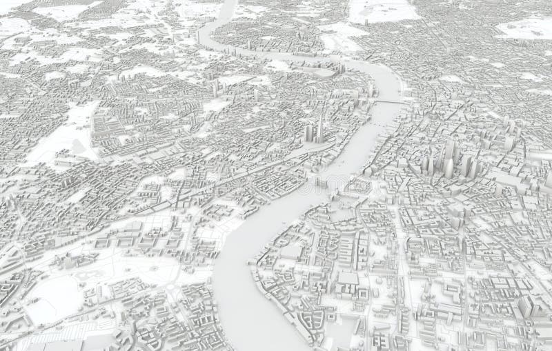 London City Map 3D Rendering. Aerial Satellite View Stock Illustration ...