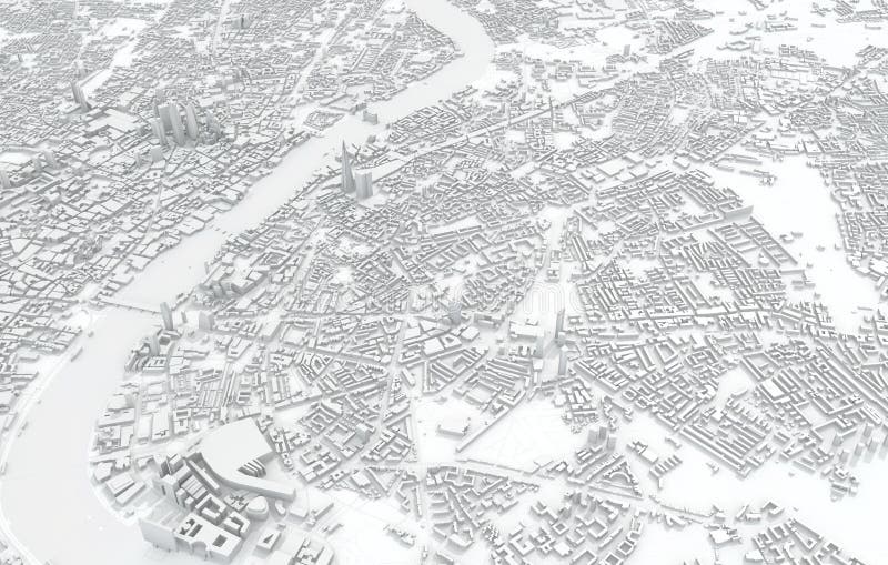 London City Map 3D Rendering. Aerial Satellite View Stock Illustration ...