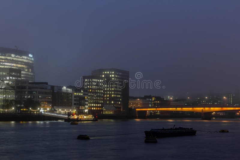 London City and the River Thames Panoramic View at Night Editorial ...