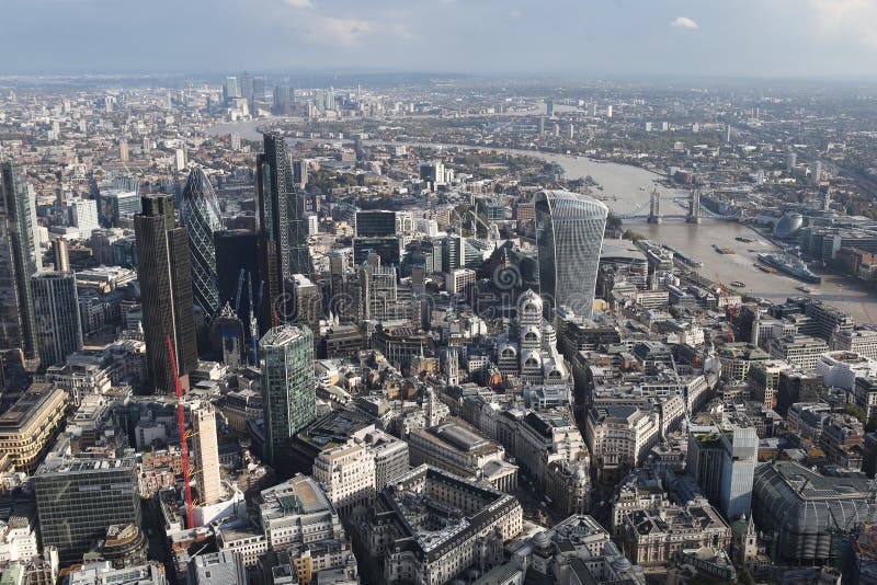 London City Skyline View from Above Stock Photo - Image of ferris ...