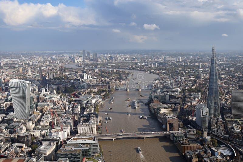 London City Skyline View from Above Stock Photo - Image of ferris ...