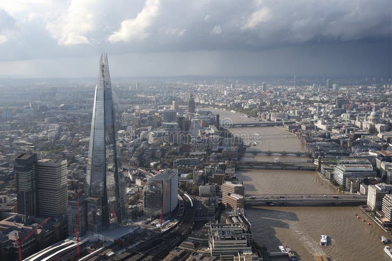 London City Skyline View from Above Stock Photo - Image of ferris ...