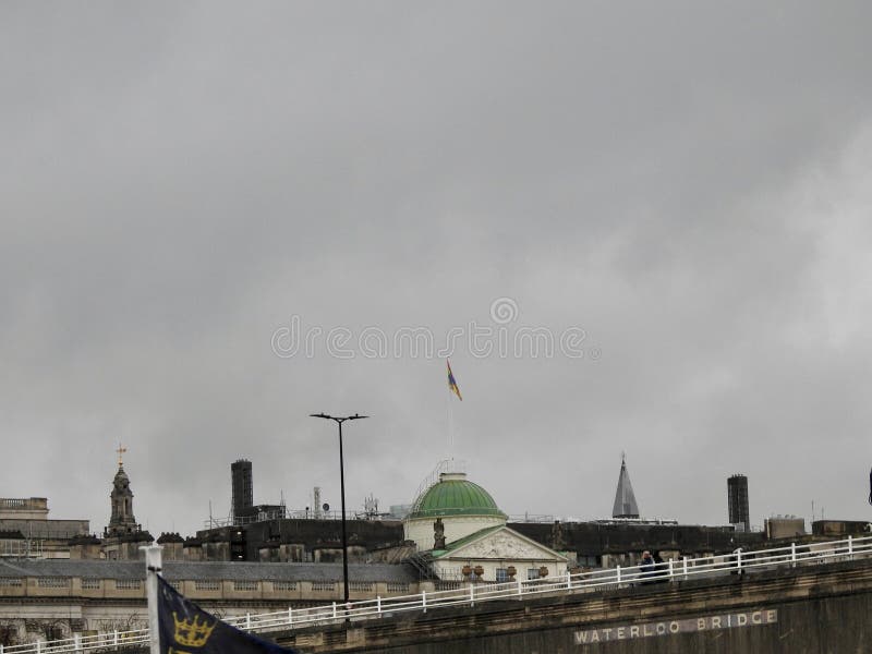 London on a dull grey day stock image. Image of boat - 301298523