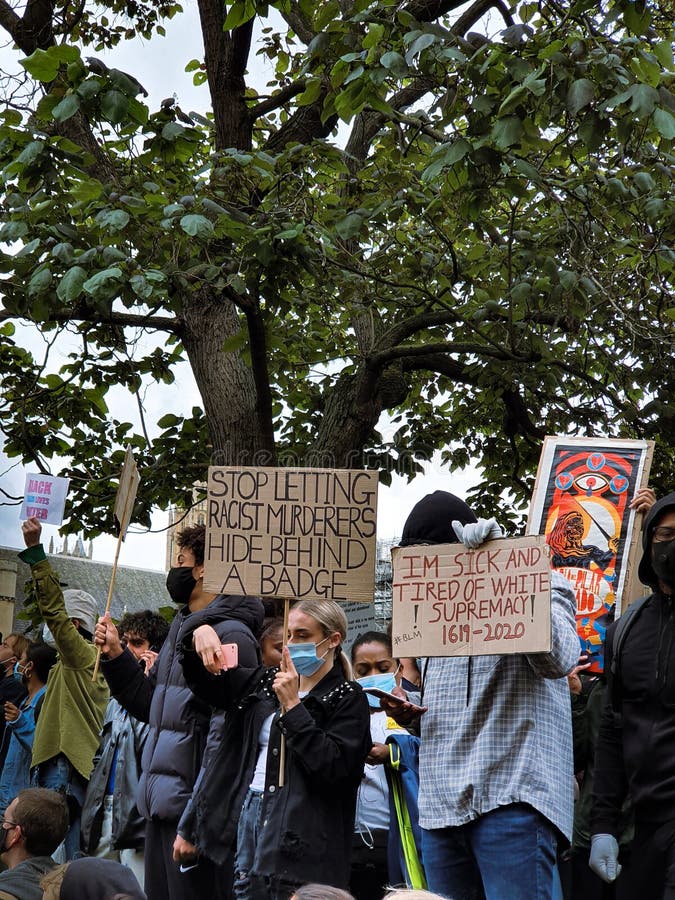 Black Lives Matter Protest in London People Standing Together Against ...