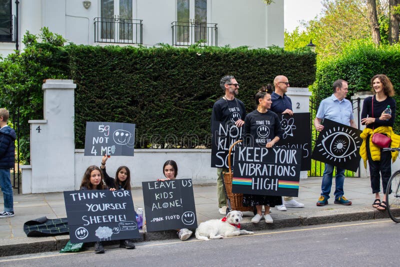 LONDON, ENGLAND- 29 May 2021: Protesters at a Unite for Freedom Anti ...