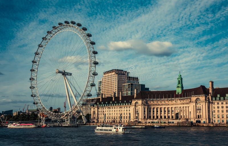 London Eye and County Hall in London, Great Britain Editorial Image ...