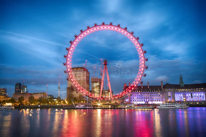 London eye in the evening editorial photo. Image of urban - 90781431