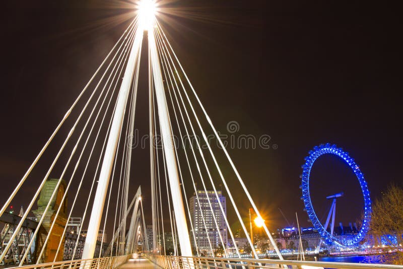 London Eye and Golden Jubilee Bridge Editorial Stock Image - Image of ...