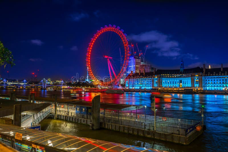 London Eye at Night in London, England, UK Editorial Stock Photo ...