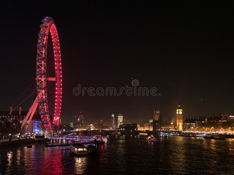 The London eye at night editorial image. Image of outerwear - 193426845