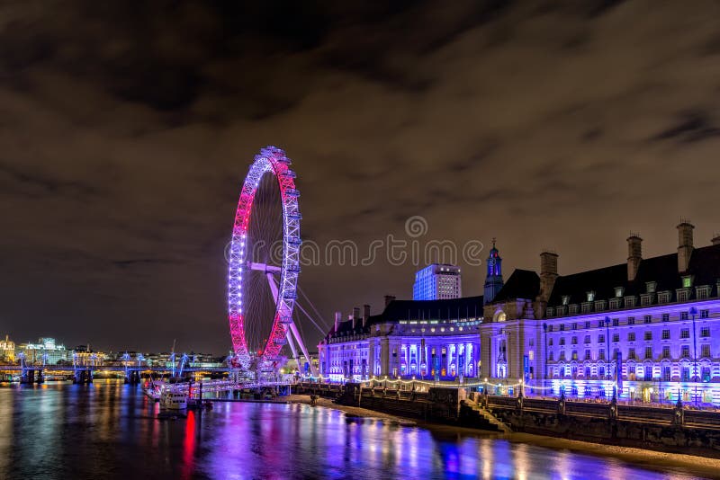 London Eye purple editorial photography. Image of thames - 87979517