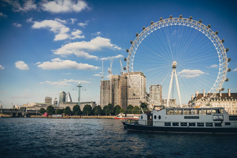 London Eye and River Thames in London, UK. Editorial Stock Image ...