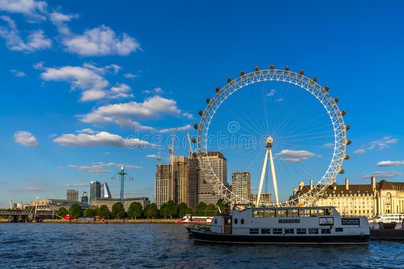 London Eye and River Thames in London, UK. Editorial Photo - Image of ...
