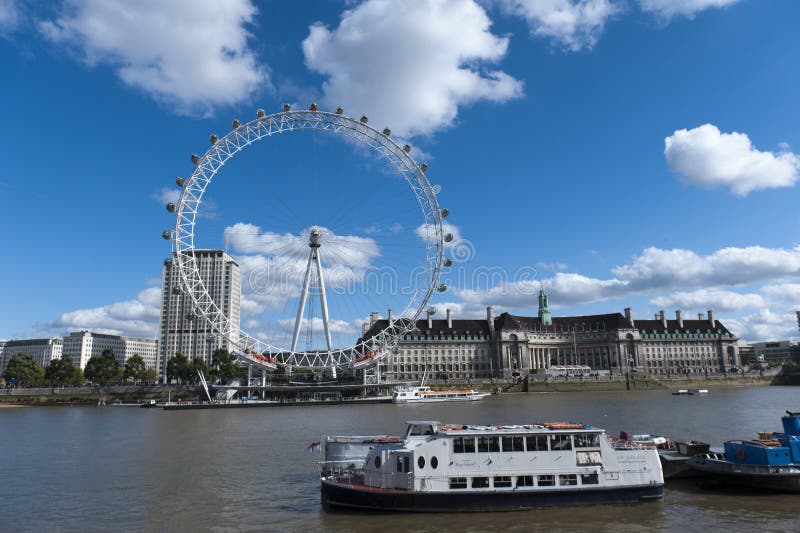 The London Eye and the Thames River Editorial Stock Image - Image of ...