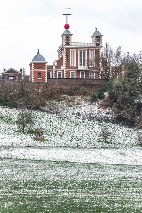 London Greenwich Observatory Covered in Snow in England Stock Image ...