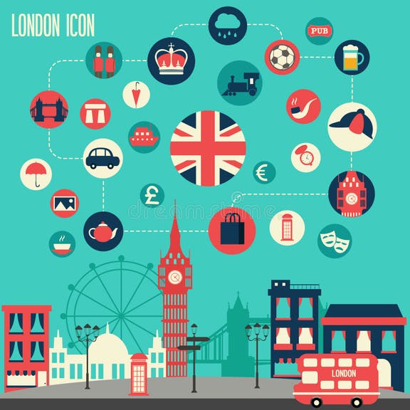 London icon set. stock vector. Illustration of euro, greetings - 43766368