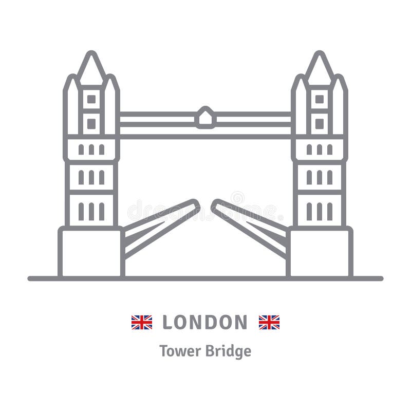 London Icon with Tower Bridge and British Flag Stock Vector ...
