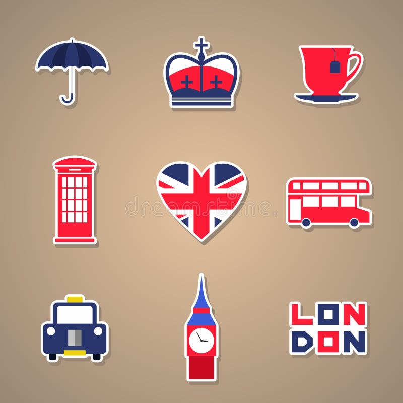 London Icons Set Stickers. Vector Illustration. Stock Vector ...