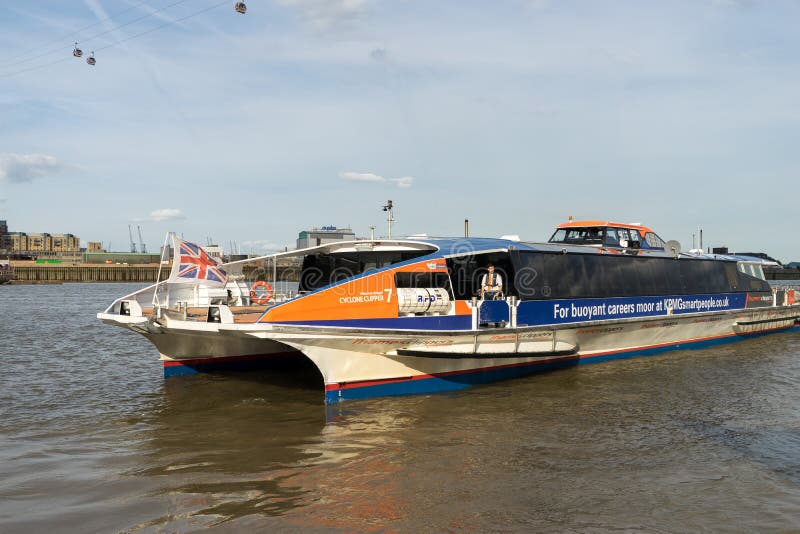 LONDON - JUNE 25 : Riverbus on the River Thames in London on Jun ...