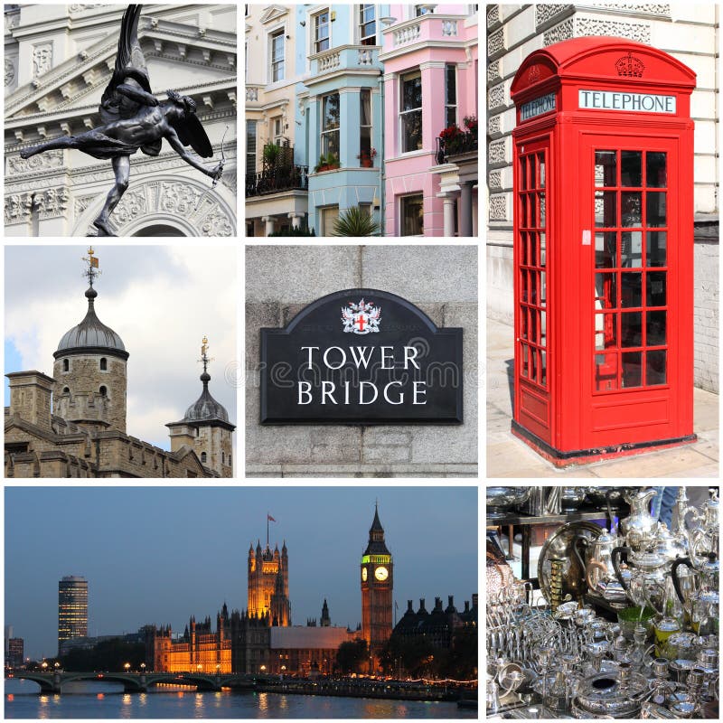 London landmarks collage stock photo. Image of architecture - 29814288