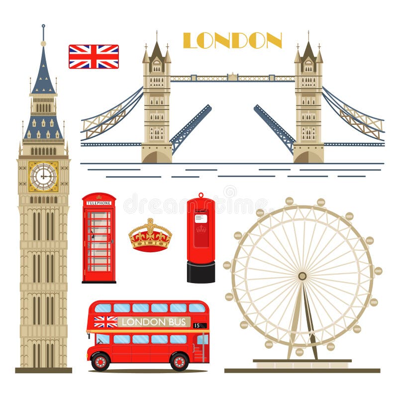 London Landmarks Vector Set. Editorial Photo - Illustration of booth ...