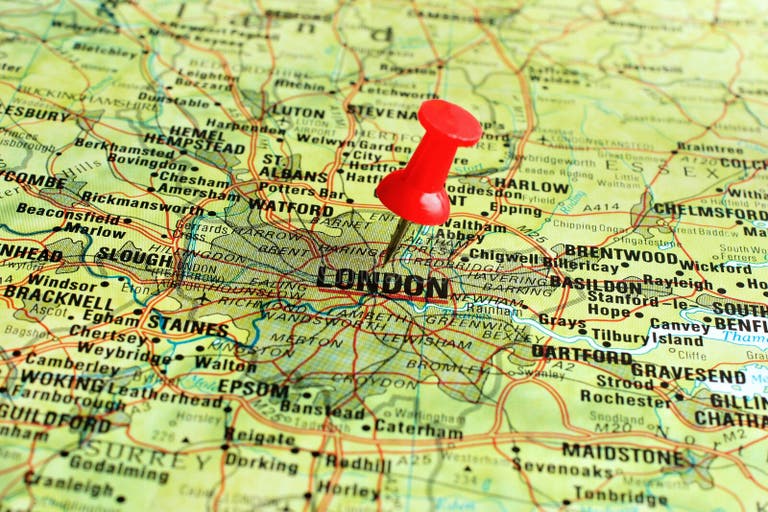 London on map with pointer stock photo. Image of pinpoint - 39813098