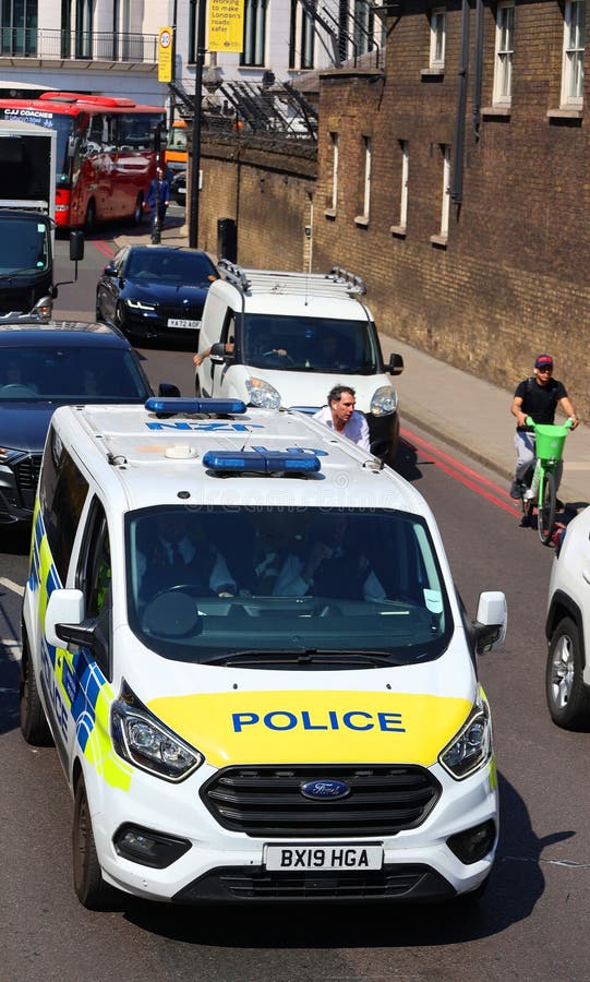 London Metropolitan Police Car Driving Fast on London Street Editorial ...