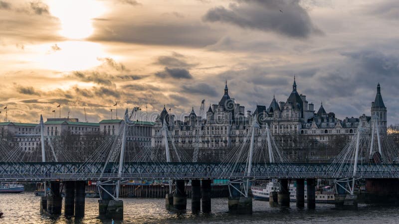 London Millennium Bridge on the Cloudy Evening Sky Editorial Image ...