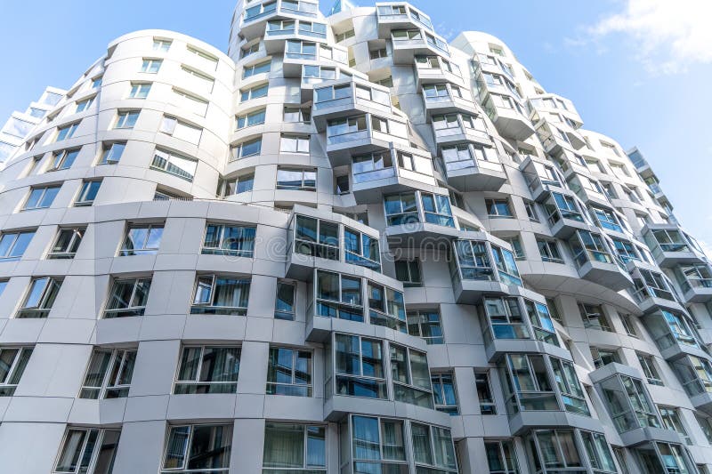 London, Modern High-rise Building with Curved Facade and Glass Windows ...