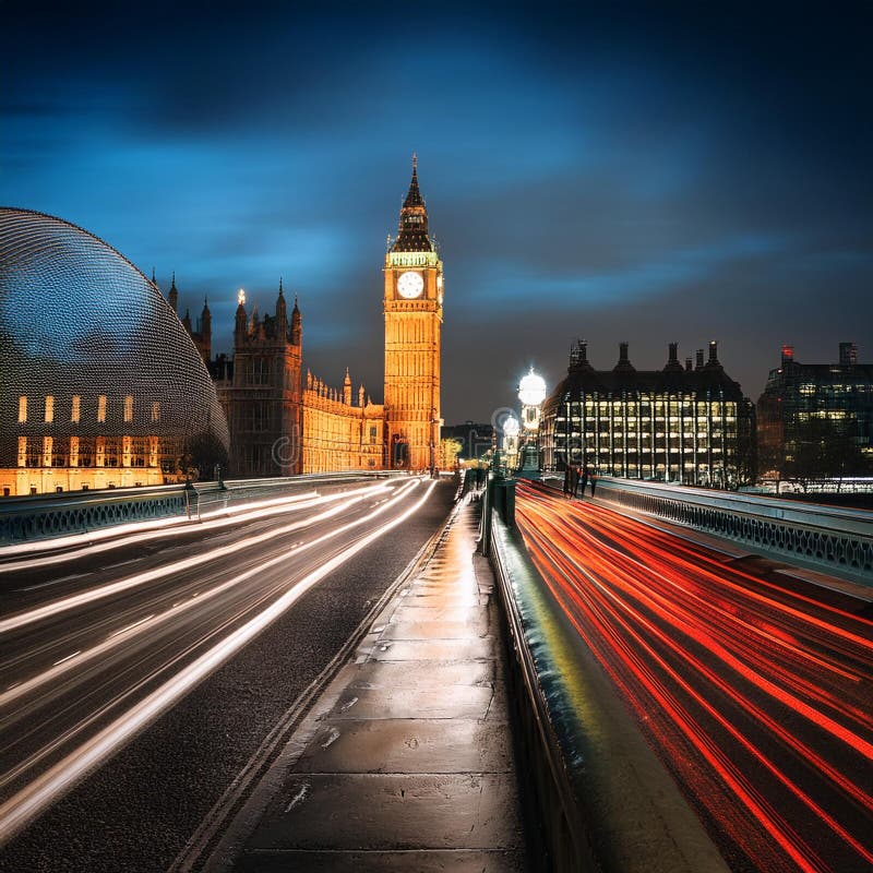 London by Night, AI Generated Stock Illustration - Illustration of ...