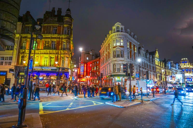 London Night Illuminated by Bright Lights Editorial Photo - Image of ...