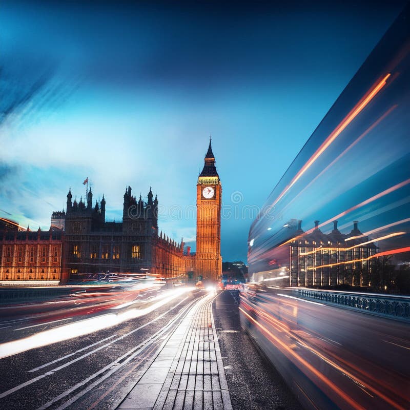 London by Night, AI Generated Stock Illustration - Illustration of ...