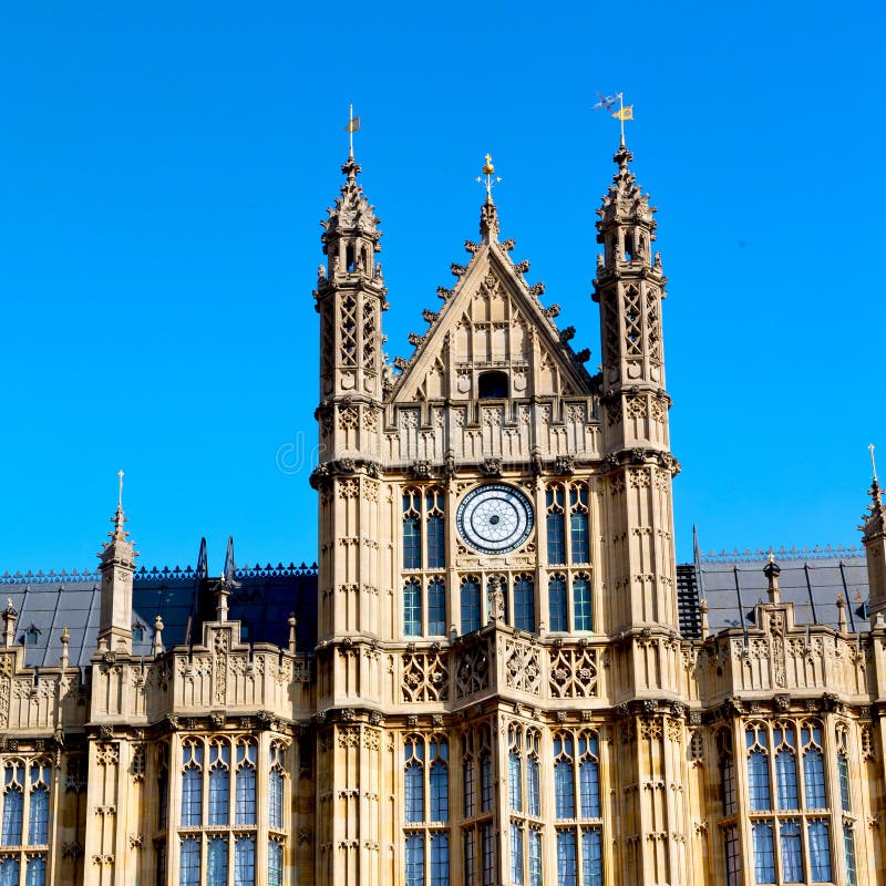 Old London Historical Parliament Glass Window Structure Stock Photos ...