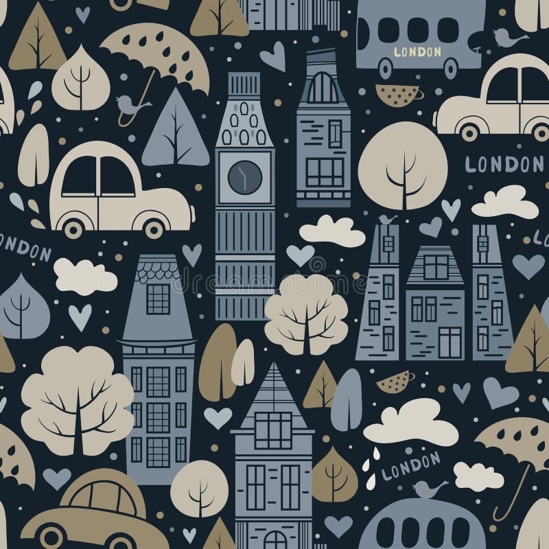 London Pattern Seamless Design Graphic Stock Vector - Illustration of ...