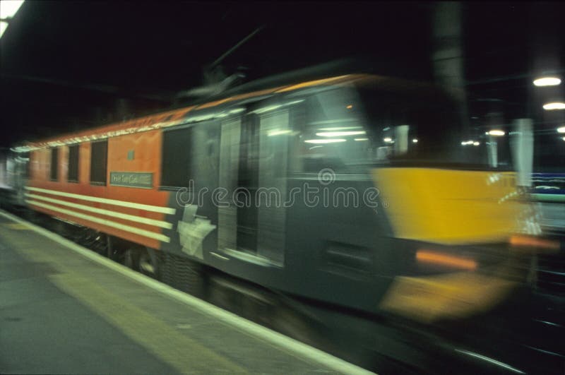 London Rail. Moving Train Leaving Euston Station UK 2003 Editorial ...