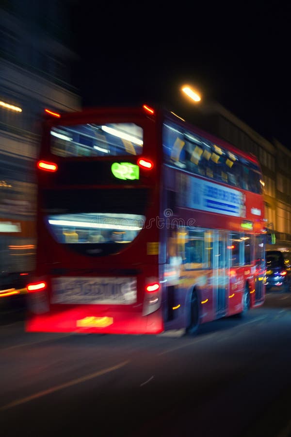 London red bus at night stock photo. Image of europe - 45725712