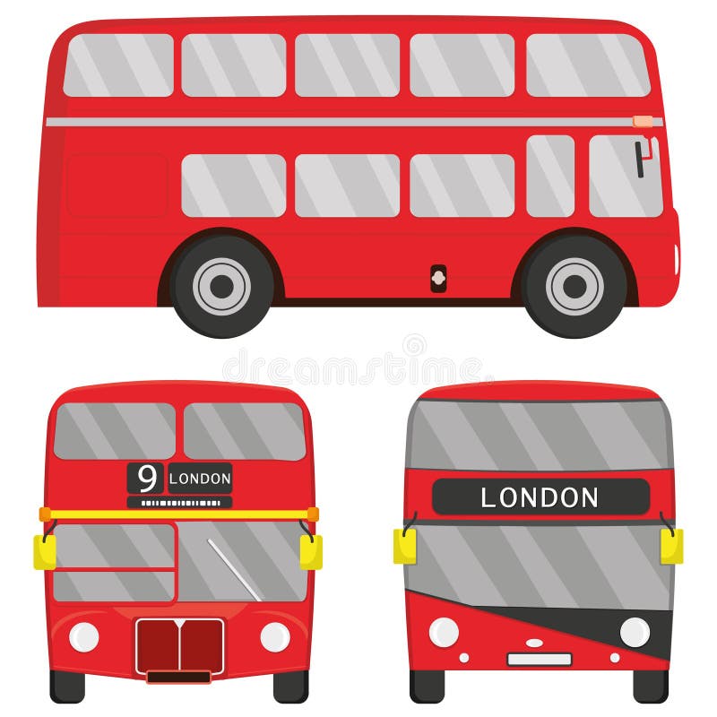 London Red Bus Vector Illustration Isolated on White Background Stock ...