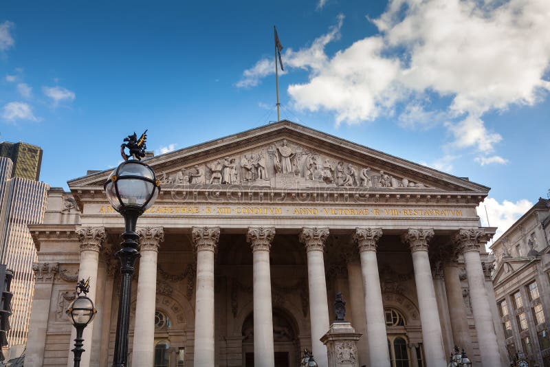 London the Royal Exchange Building from the Front Stock Image - Image ...