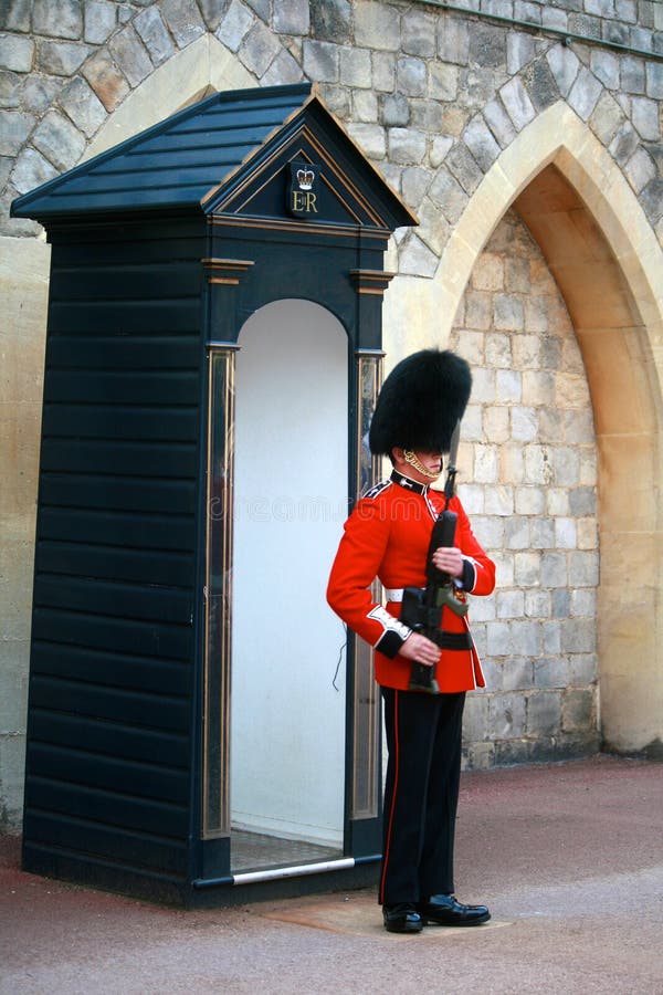 London S Queen Guard in Red Uniform Standing at His Post Editorial ...