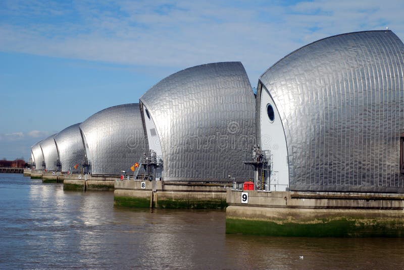 Thames Barrier stock photo. Image of shipping, metal, concrete - 7942472