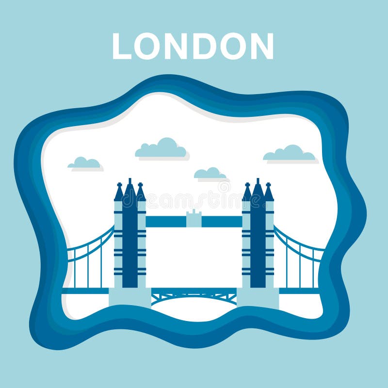 London`s Tower Bridge Illustration Made in Paper Cut Style. Stock ...
