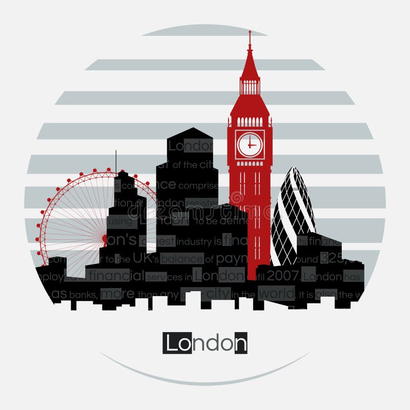 London Silhouette Vector Round Label Stock Vector - Illustration of ...