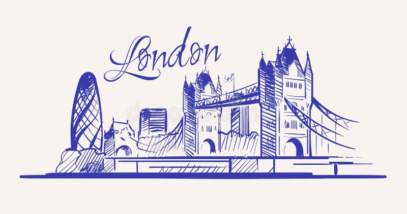 London Sketch Skyline. London Hand Drawn Vector Illustration. Isolated ...