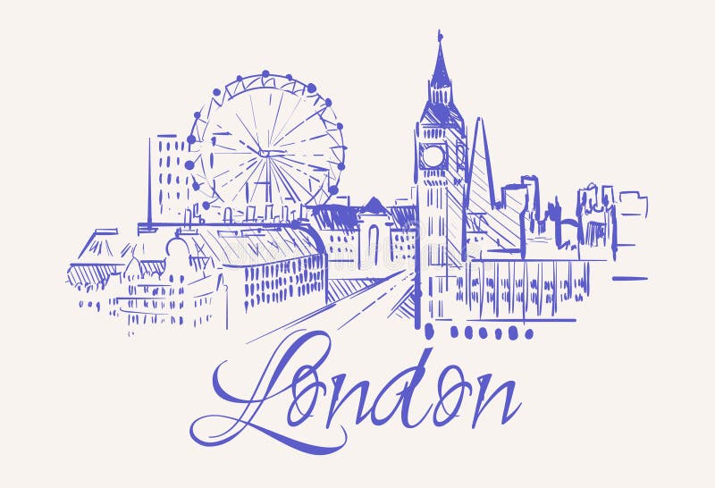 London Sketch Skyline. London Hand Drawn Vector Illustration. Isolated ...