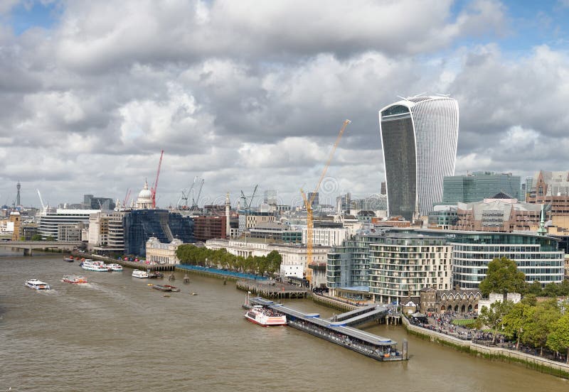 London Skyline Along River Thames, UK Stock Photo - Image of england ...