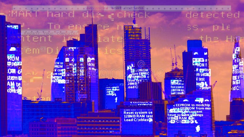 London Skyline and Data Code Stock Photo - Image of matrix, electronic ...